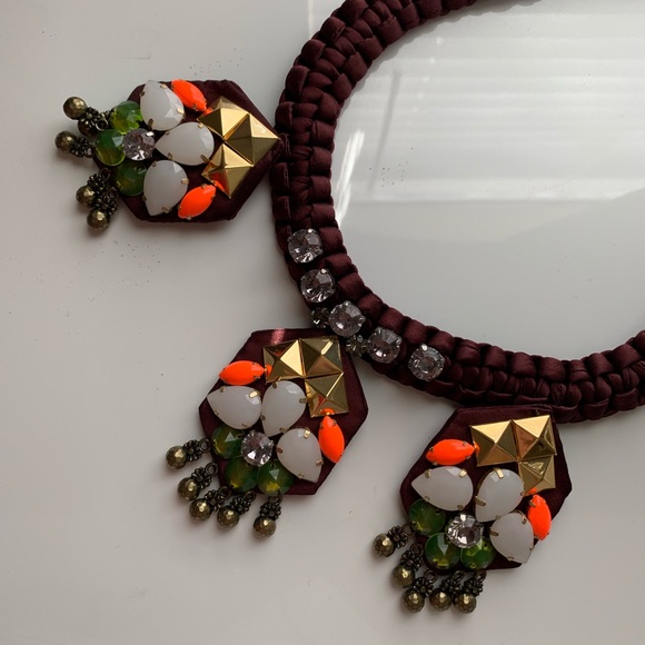 J. Crew | Jewelry | Jcrew Satin Burgundy Necklace | Poshmark